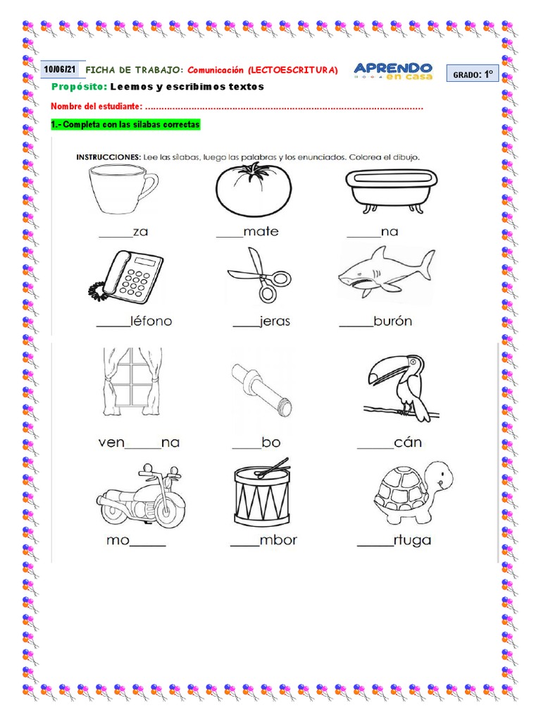 Ficha de Lectoescritura de La Silaba T | PDF