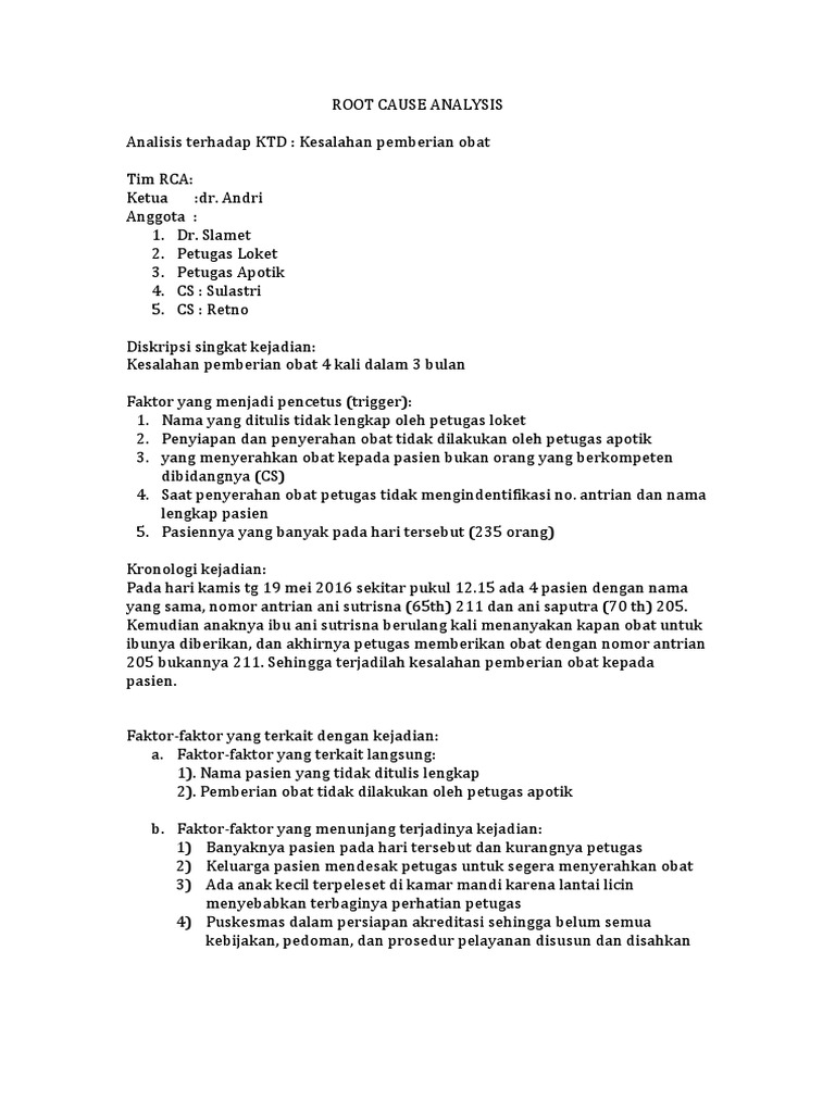 Contoh Form Fmea Dan Rca | PDF