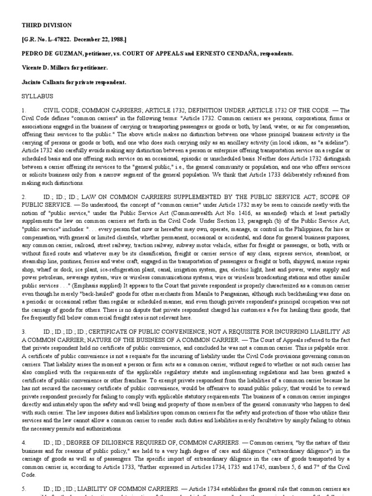 Transportation Cases | PDF | Common Carrier | Lawsuit