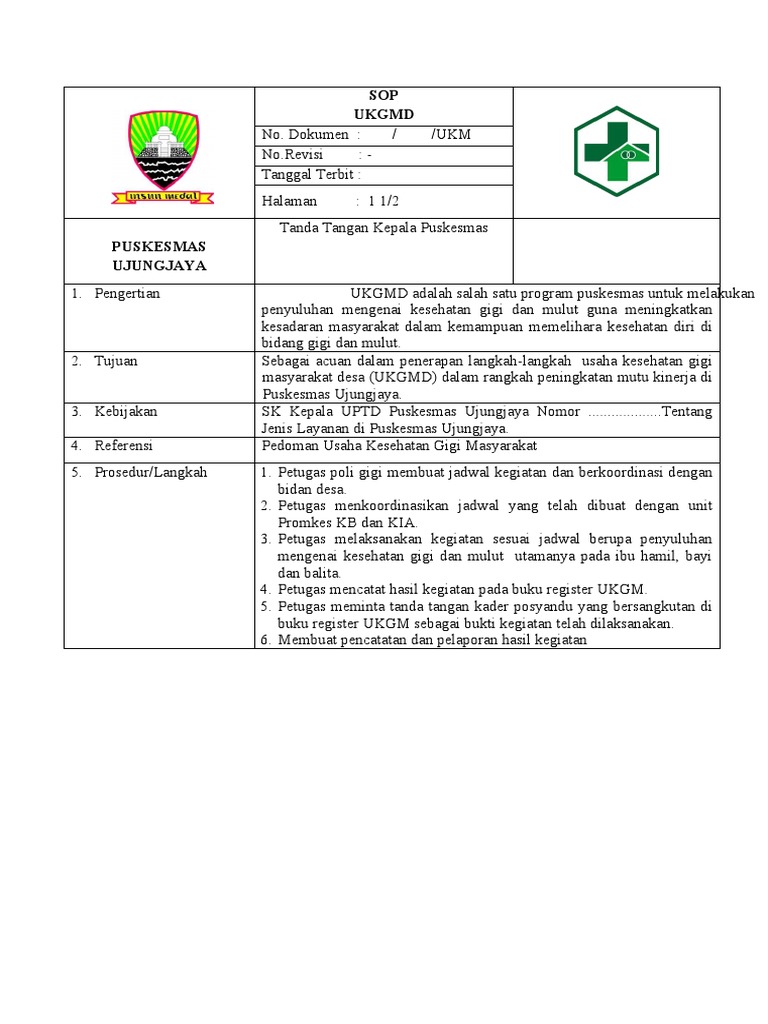 Sop Ukgmd Ujungjaya | PDF