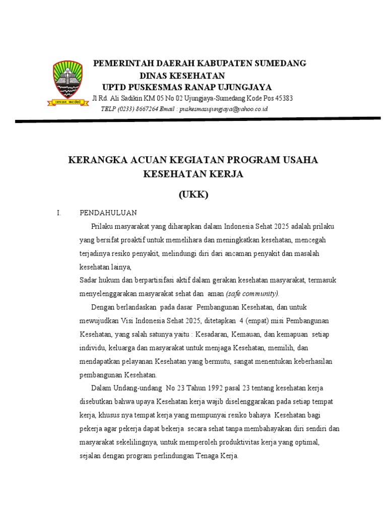 Program Kesehatan Kerja Ujungjaya | PDF
