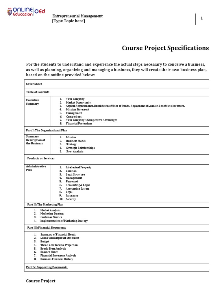 Course Project Specifications | PDF | Business | Marketing Strategy