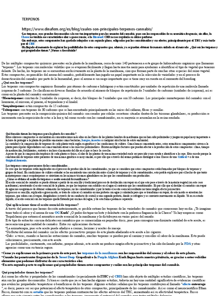 Información Terpenos Pdf Cannabis Droga Tetrahidrocannabinol