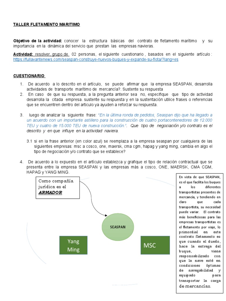 Taller Fletamento Maritimo | PDF | Buques | Transporte de agua