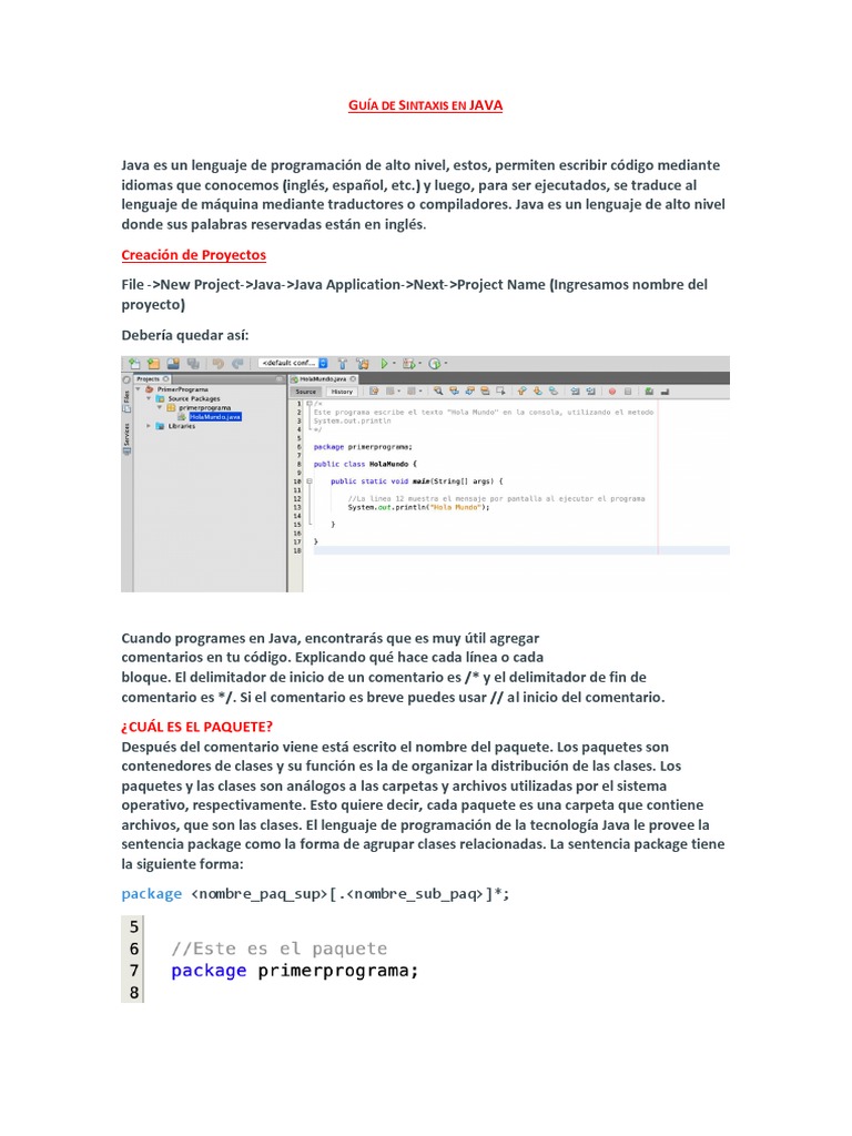 Guía de Sintaxis en JAVA | PDF | Estructura de datos de matriz ...