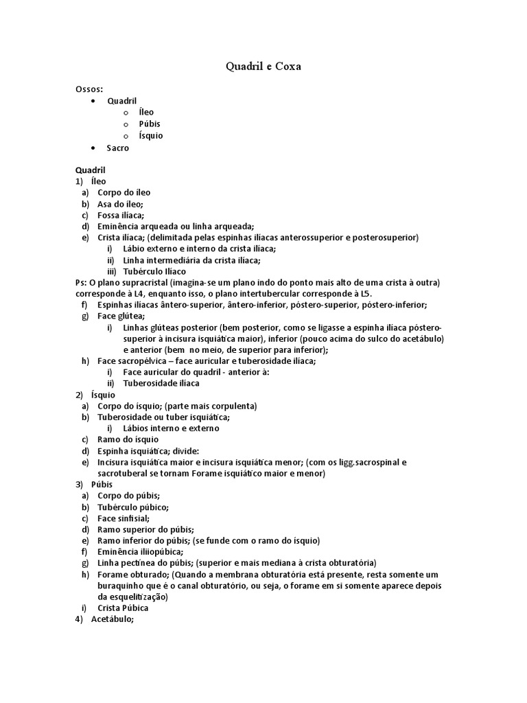 Anatomia Quadril e Coxa | PDF | Pélvis | Anatomia humana
