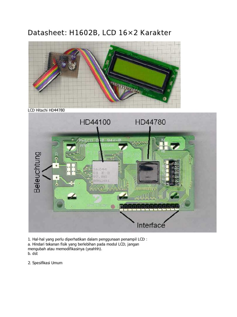 Datasheet LCD 16x2 | PDF | Teknologi & Rekayasa