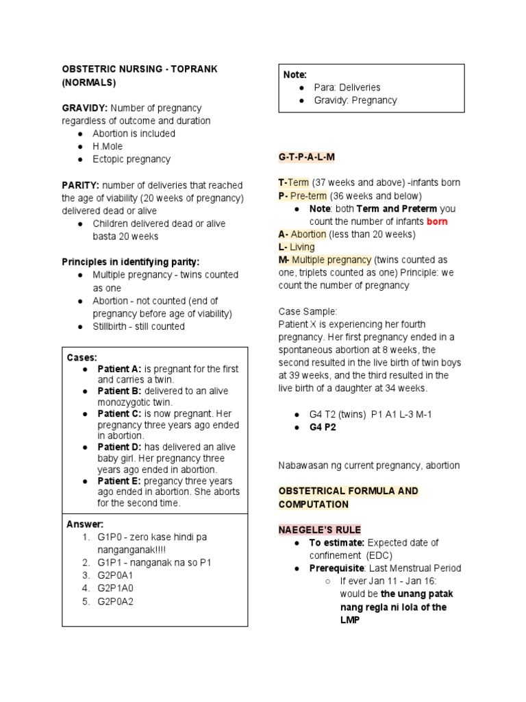 OB Nursing Notes | PDF | Childbirth | Pregnancy