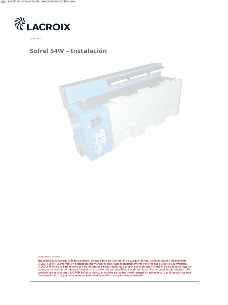 Instalación del Sofrel S4W: Guía Completa | PDF | Relé | USB