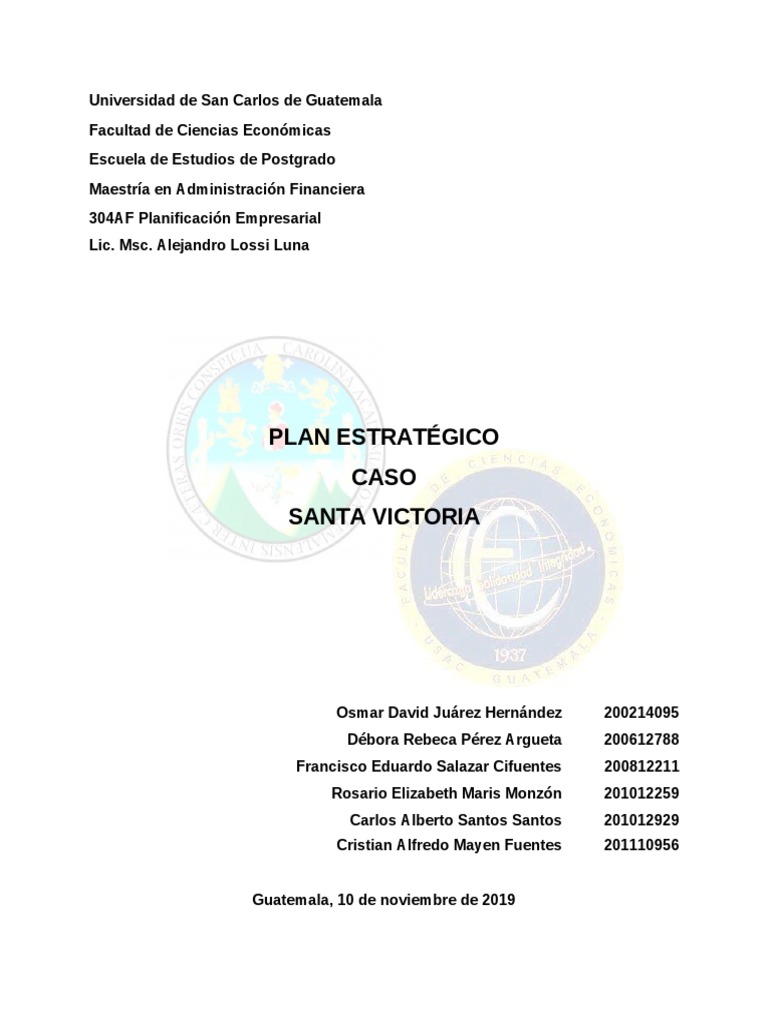 Plan Estrat Gico Santa Victoria VF 1 | PDF | Planificación estratégica | Análisis FODA