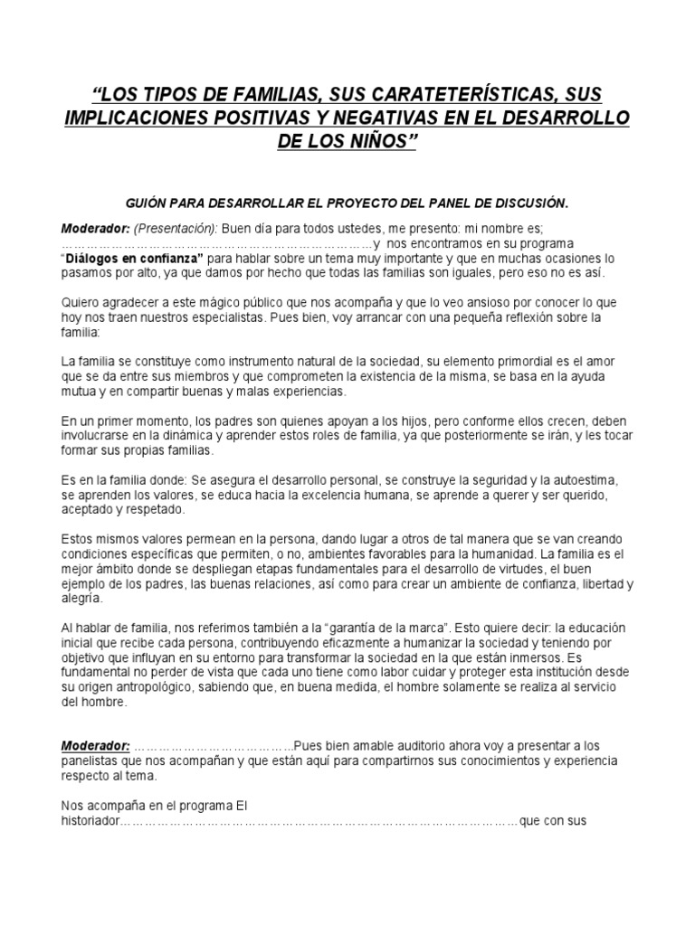 Guion para El Panel de Discusion | PDF | Familia | Parentesco