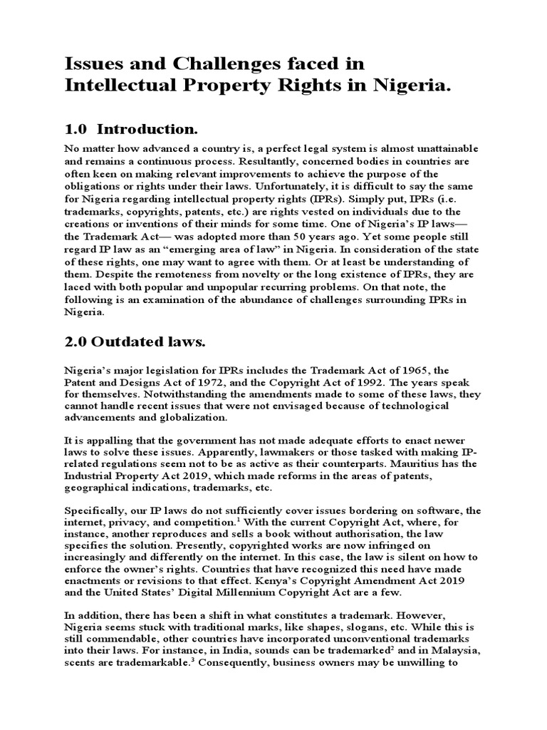 Nigeria's IP Rights Challenges | PDF | Intellectual Property ...