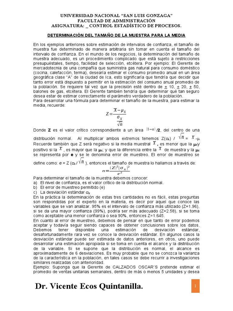 Material Sesion N13 | PDF | Muestreo (Estadísticas) | Desviación Estándar