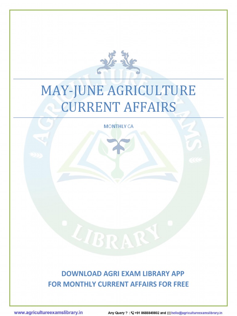 May-June Agriculture Current Affairs: Download Agri Exam Library App For Monthly Current Affairs ...