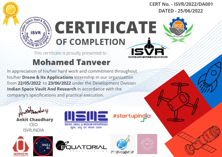 Mohamed Tanveer Certificate | PDF