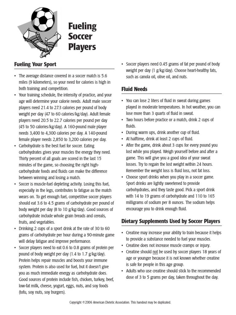 Fueling Soccer Players | PDF | Carbohydrates | Calorie