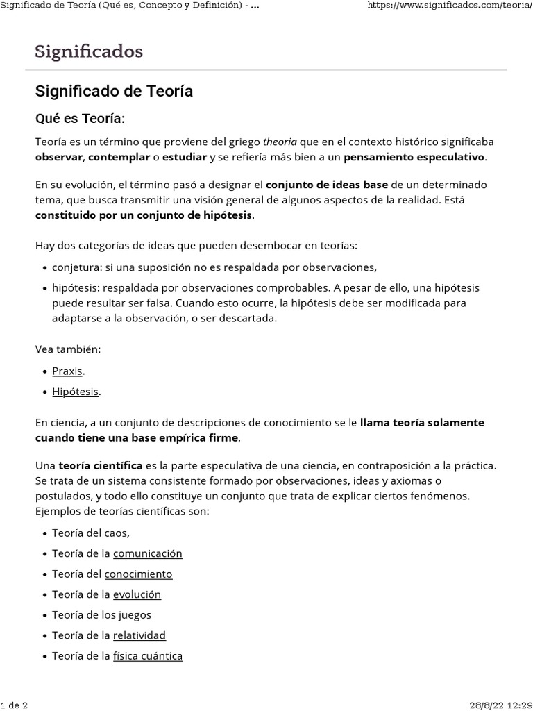 Significado de Teoría (Qué Es, Concepto y Definición) - Significados ...