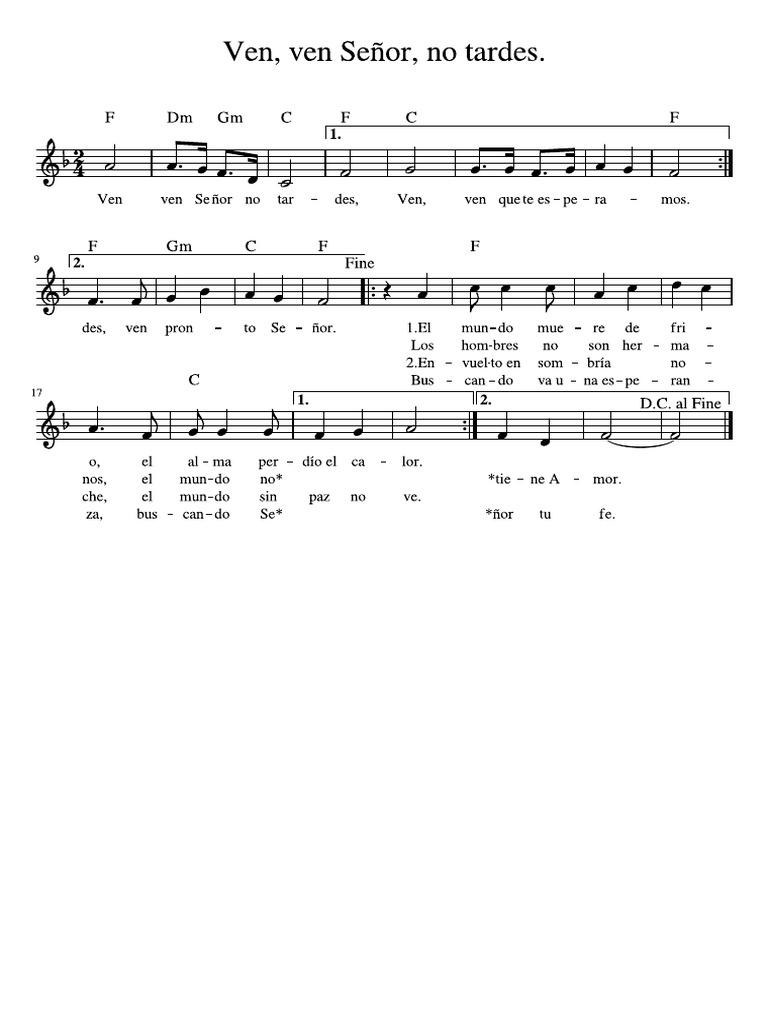 Ven, Ven Señor, No Tardes. | PDF