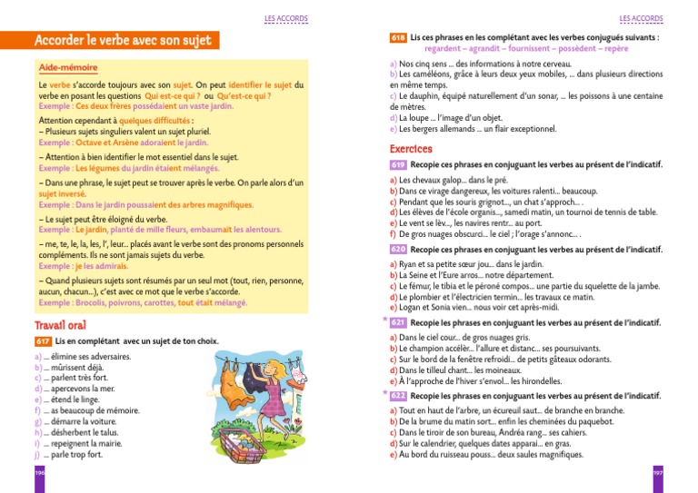 Accord du verbe avec le sujet | PDF | Sujet (Grammaire) | Verbe