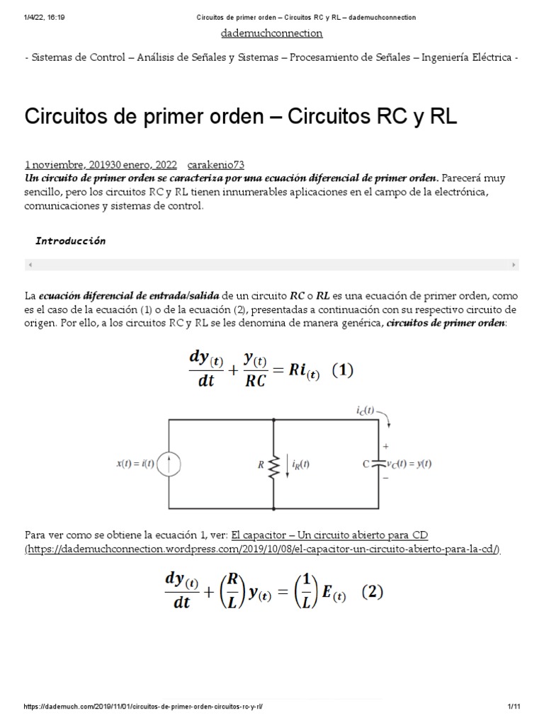 Circuitos de Primer Orden - Circuitos RC y RL - Dademuchconnection | Descargar gratis PDF ...