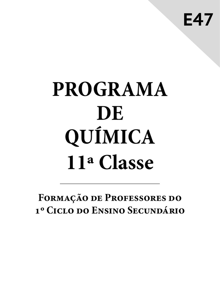 Programa de Química 11 Classe | PDF | Química | Science