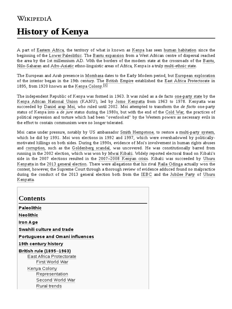 History of Kenya | PDF | East Africa | Kenya