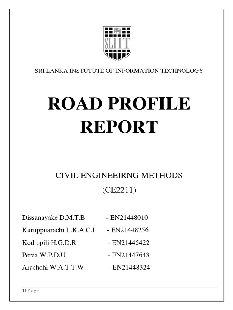 Road Profile: Civil Engineeirng Methods (CE2211) | PDF | Natural ...