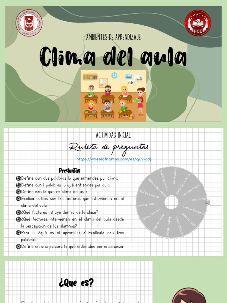 Clima Del Aula - E2 | PDF | Salón de clases | Maestros