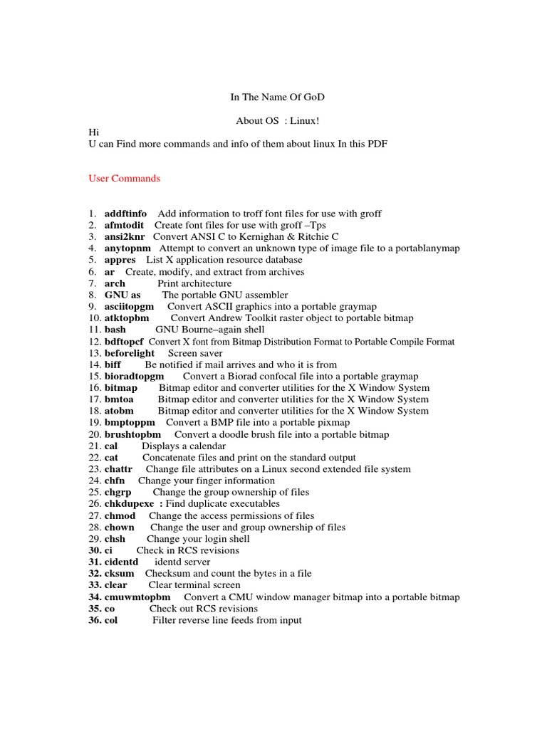 Linux User Commands Reference Guide | PDF | File System | Computer File
