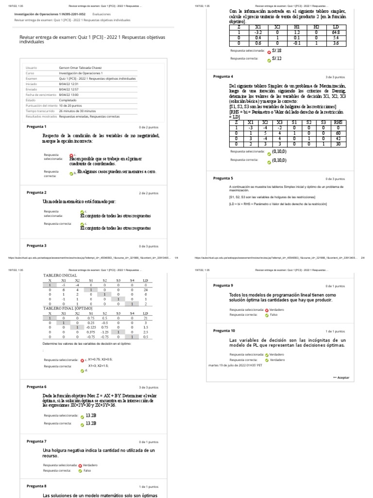 Mi Quiz 1 | PDF | Programación lineal | Matemáticas Aplicadas