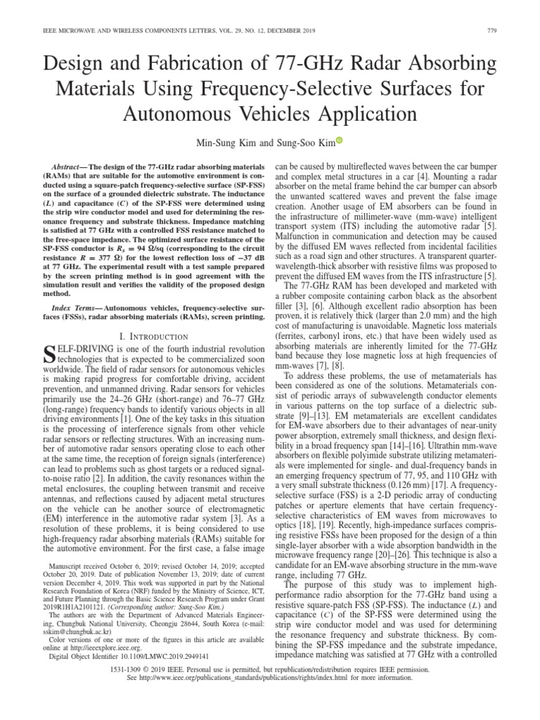 Design and Fabrication of 77-GHz Radar Absorbing Materials Using ...