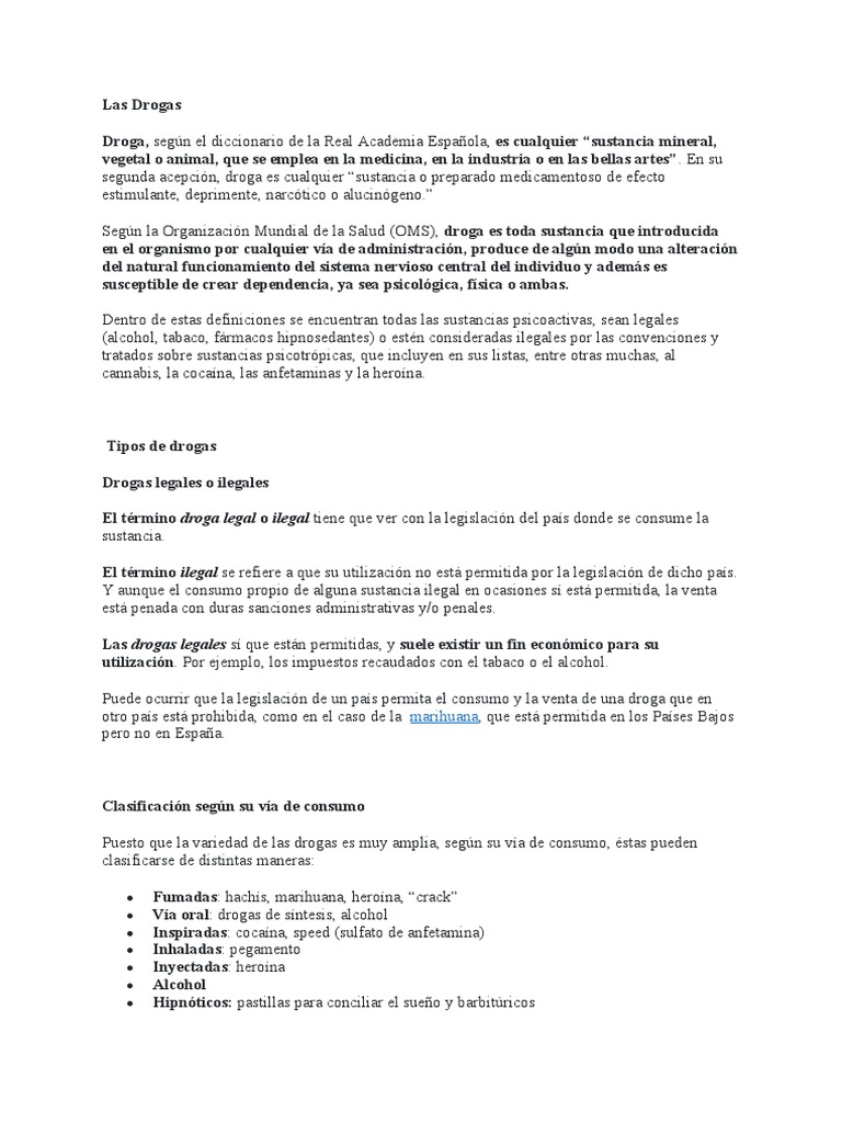 Las Drogas | PDF | La dependencia de sustancias | Drogas