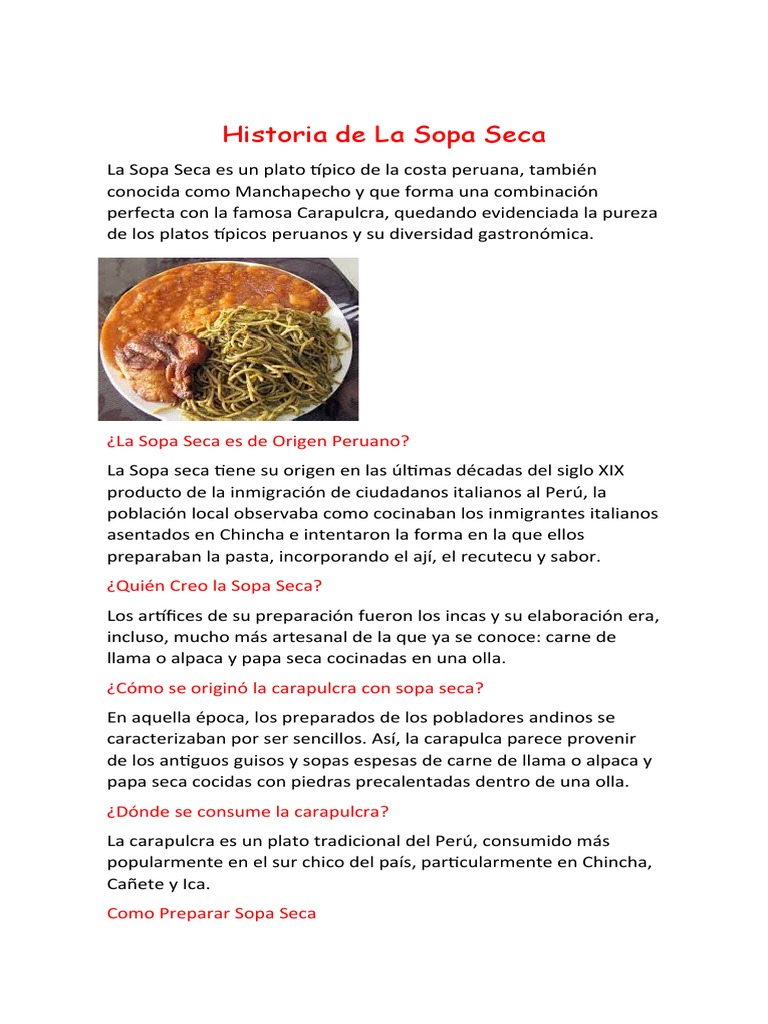 Historia de La Sopa Seca | PDF