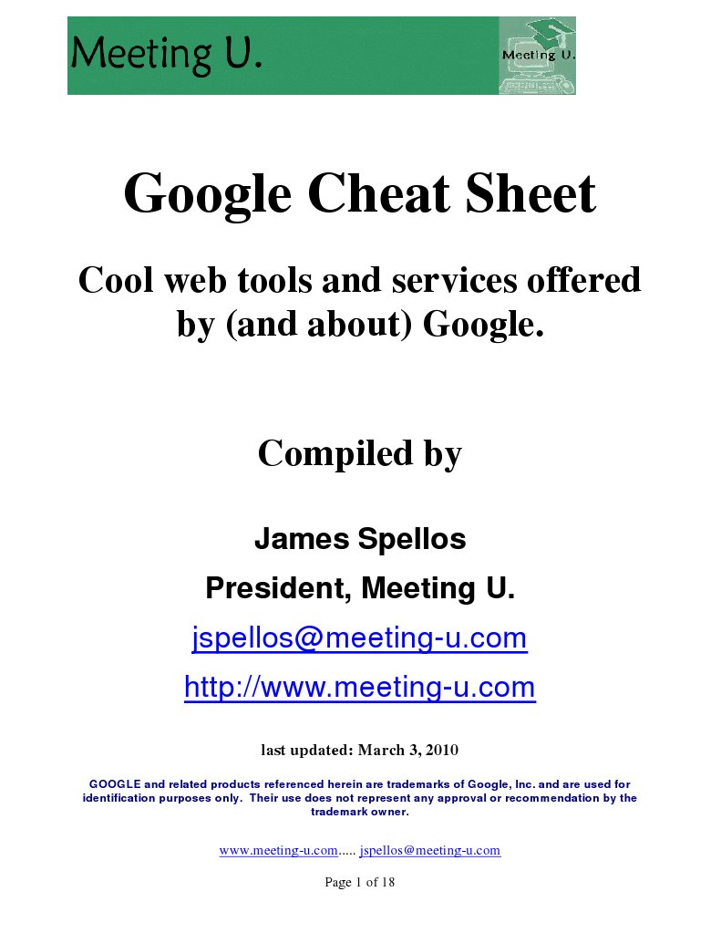 Google Cheat Sheet | PDF | Web Search Engine | Websites