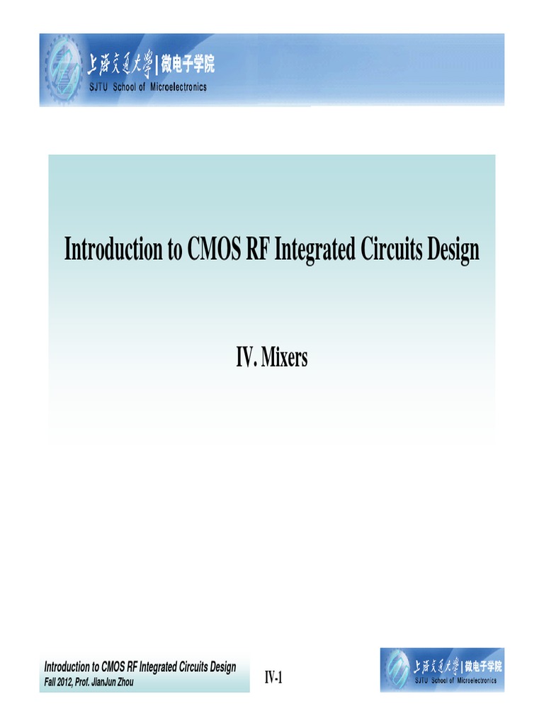Introduction To CMOS RF Integrated Circuits Design: IV. Mixers | PDF ...