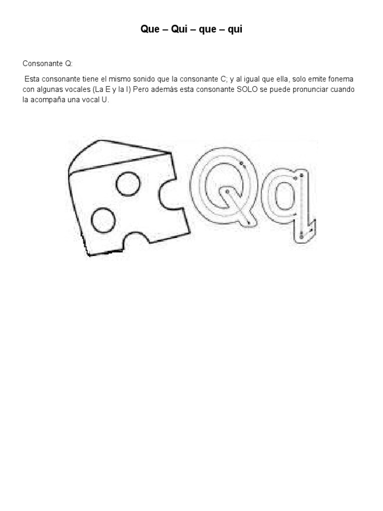 Letra Q, Sonido Que - Qui | PDF