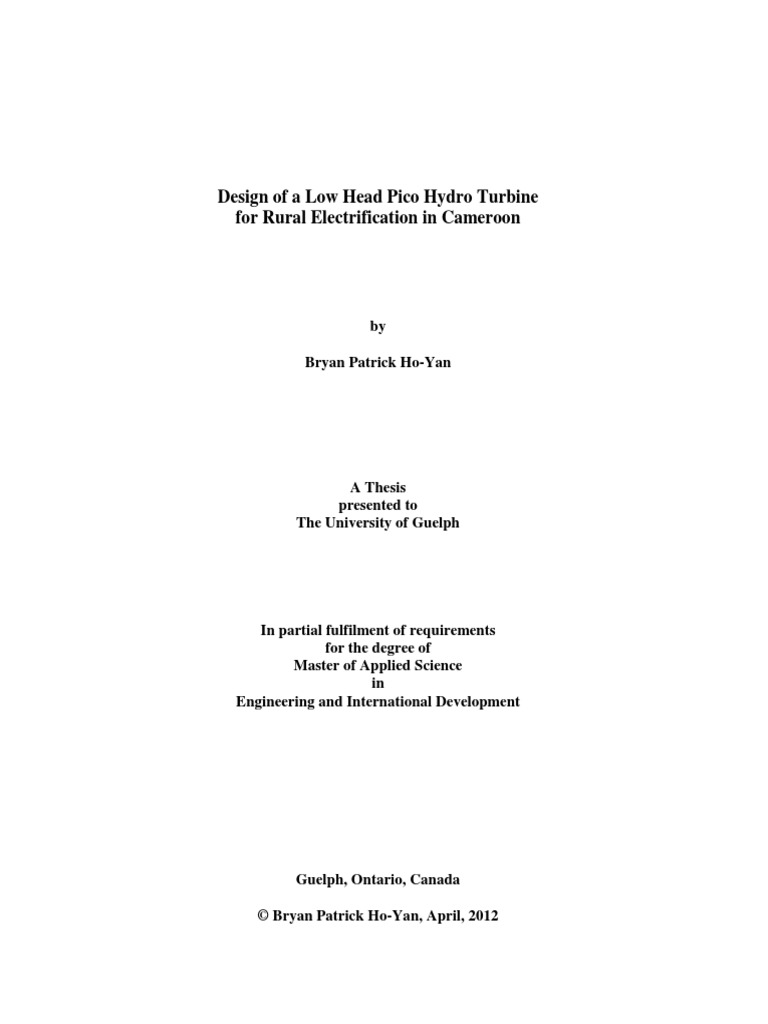 Design of A Low Head Pico Hydro Turbine | PDF | Rural Electrification ...