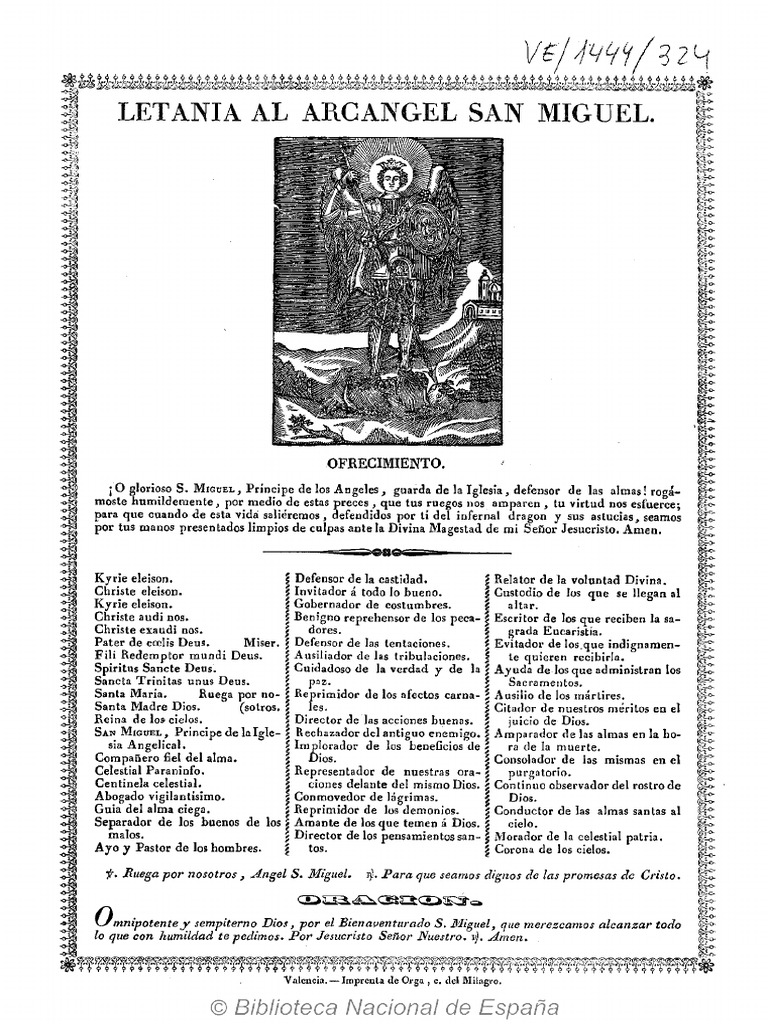 Letania Al Arcangel San Miguel Texto Impreso 1 PDF | PDF | Miguel (Arcángel) | Creencia ...