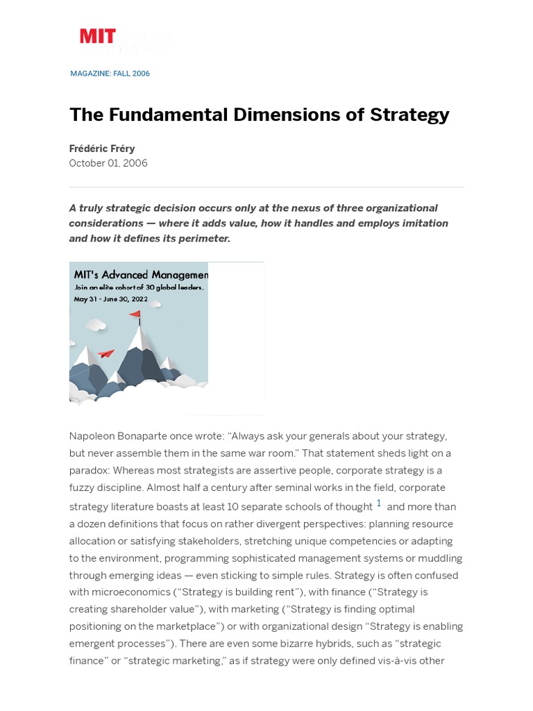 The Fundamental Dimensions of Strategy - MIT Sloan Management Review ...