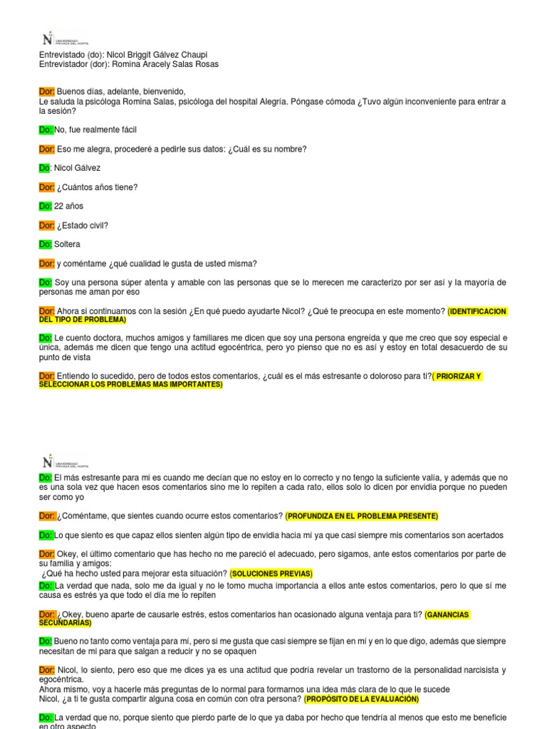 Guion Entrevista | PDF | Verdad | Narcisismo