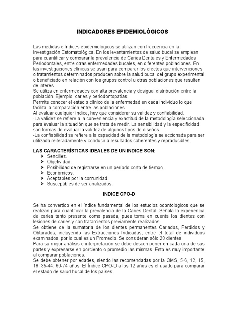 Resumen Indices | PDF | Odontología | Diente