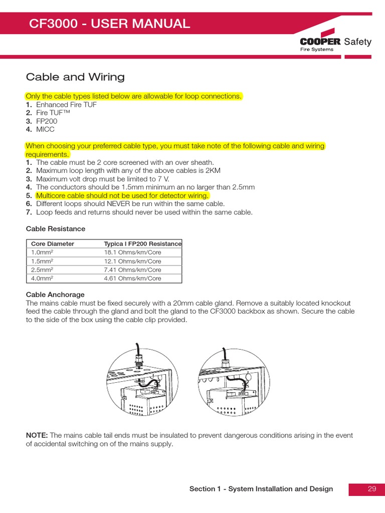 Cf3000 - User Manual: Cable and Wiring | PDF | Electrical Wiring ...