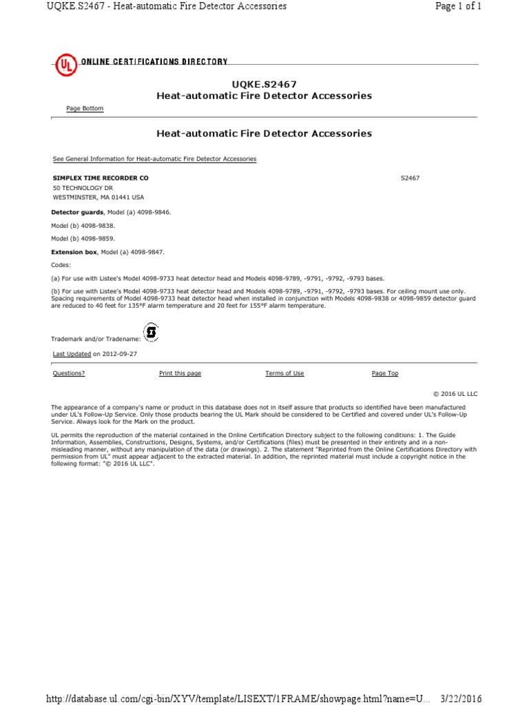 Heat Detector UL Certificate | PDF | Intellectual Works | Computing