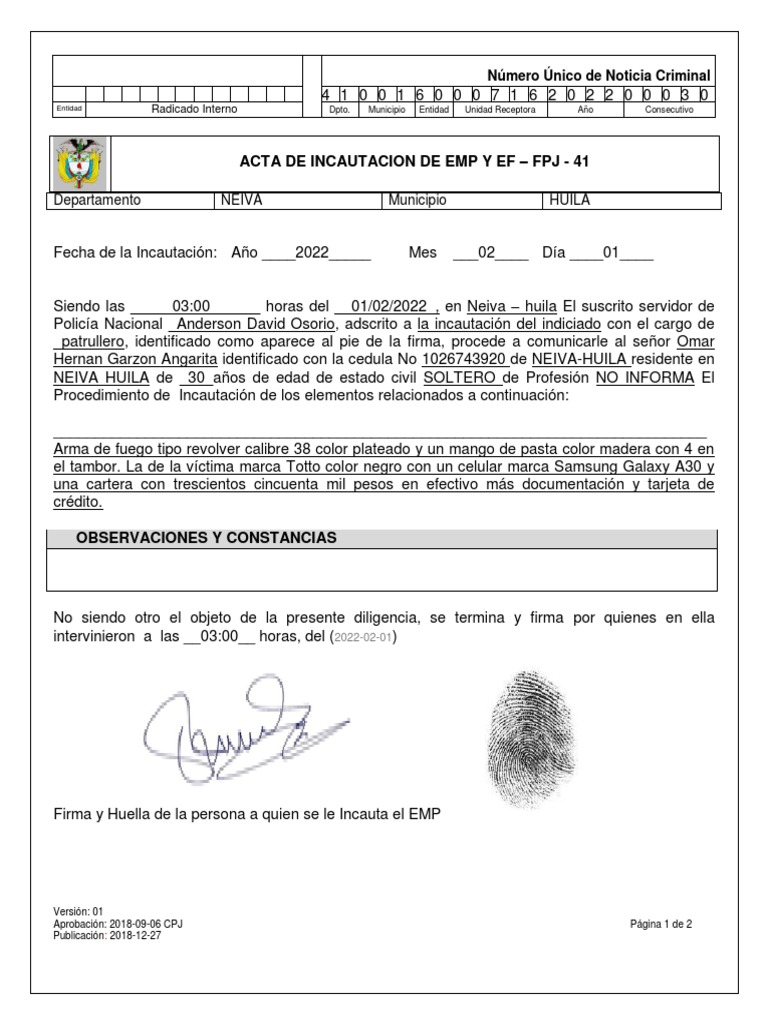 FPJ 43 Acta de Incautacion EMP | PDF