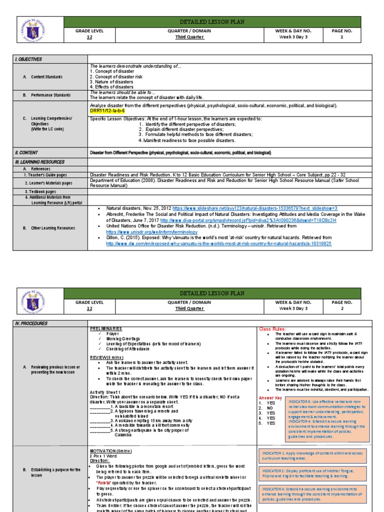 Ampol Cot 1 DLP - DRRR 2022 | PDF | Learning | Teaching Method