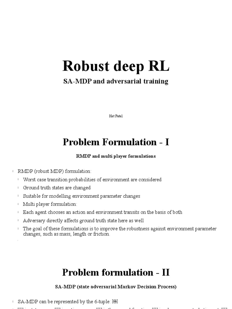 Robust Deep Rl Sa Mdp And Adversarial Training Pdf Applied Mathematics Algorithms