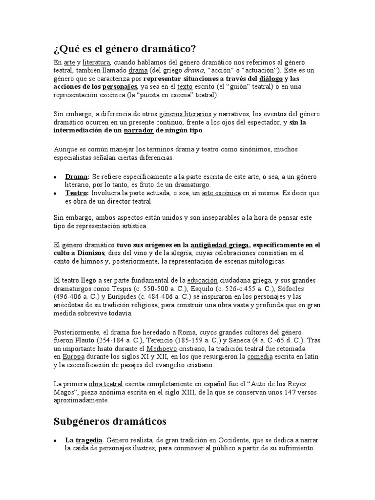 Qué Es El Género Dramático | PDF | Teatro | Comedia