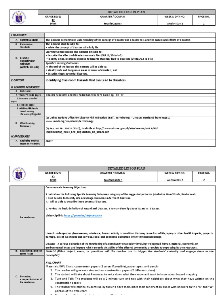 Classroom Hazards Map | PDF | Hazards | Lesson Plan