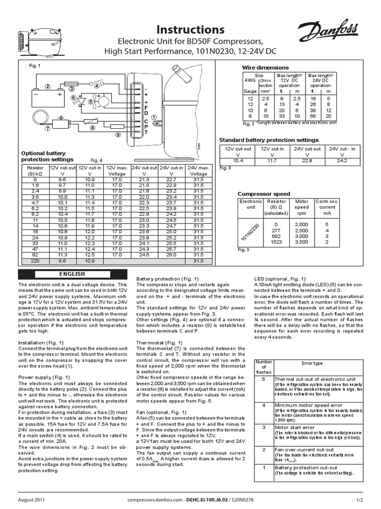 BD50F Compressor Electronic Unit Guide | PDF | Power Supply | Thermostat
