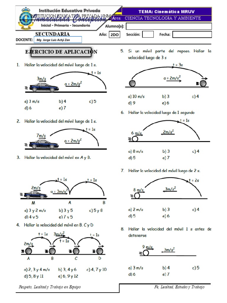 Guia de MRUV ' (' 2 DO') ' | PDF | Ciencias sociales | Tecnología